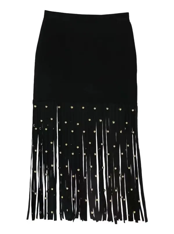 Simkhai Fringed Embellished Midi Skirt - Black