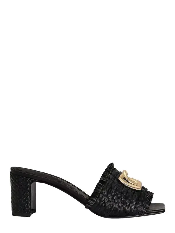Dolce & Gabbana Raffia Mules With Braid And Fringe - Black