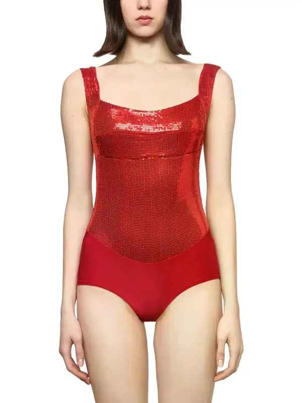 ATU BODY COUTURE Sequin Bodysuit - Red