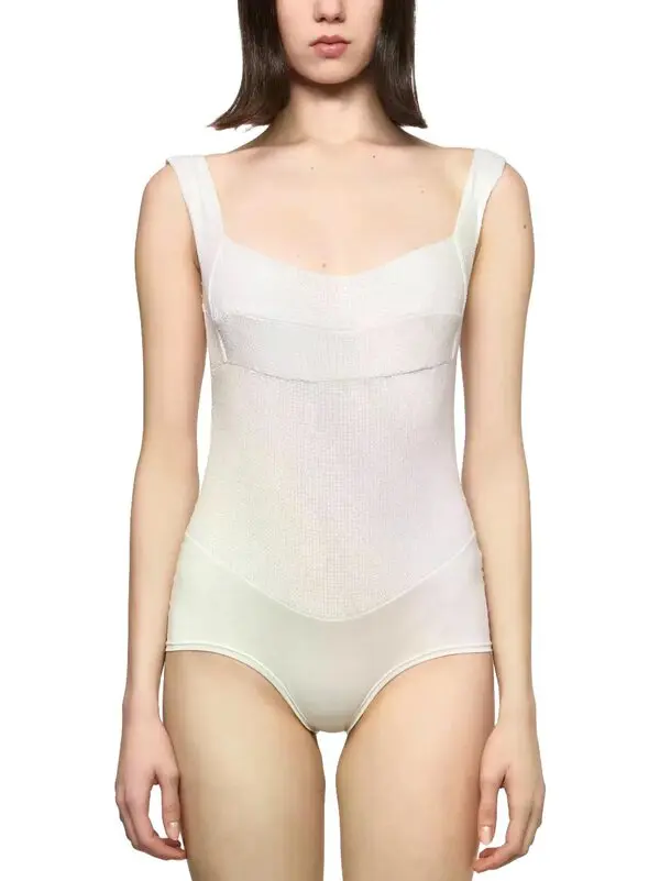 ATU BODY COUTURE Square-neck Sequin Bodysuit - White