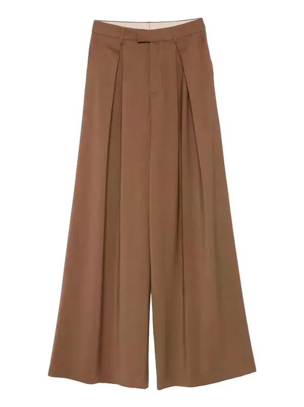 BERWICH Nina Pleated Wide-leg Trousers - Brown