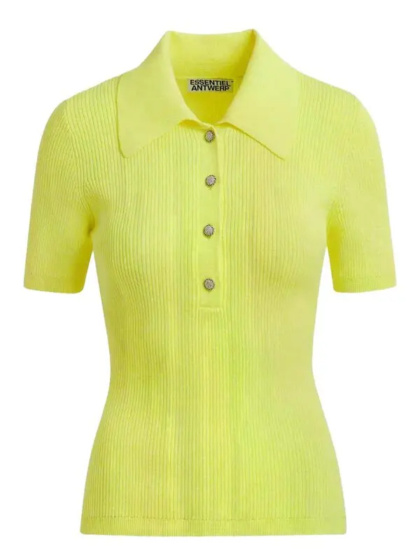 Essentiel Antwerp Jabric Ribbed Polo Top - Yellow