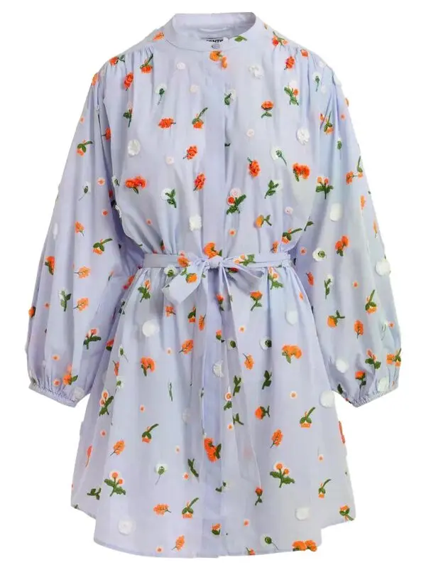 Essentiel Antwerp Jalen Floral-embroidered Shirt Dress - Blue