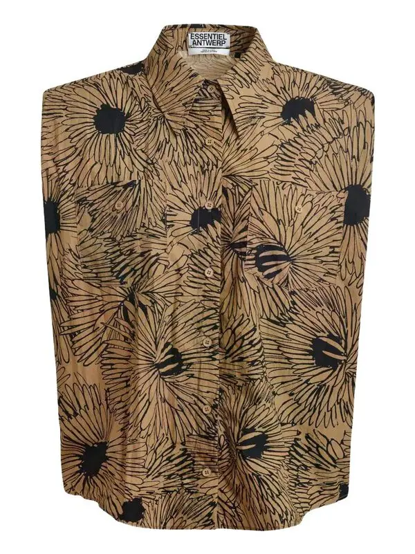 Essentiel Antwerp Floral-print Sleeveless Shirt - Neutrals