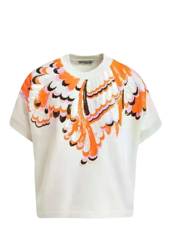 Essentiel Antwerp Sequined Peacock T-shirt - Neutrals