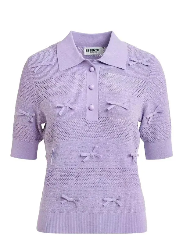 Essentiel Antwerp Bow-embellished Polo Top - Purple