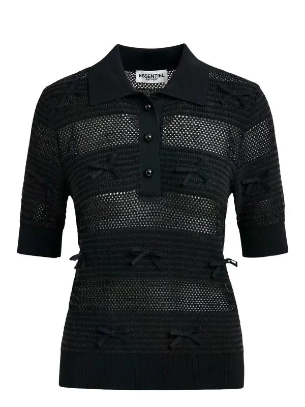 Essentiel Antwerp Bow Polo Top - Black