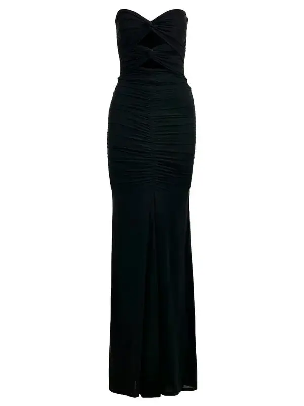 Essentiel Antwerp Cut-out Detail Ruched Maxi Dress - Black