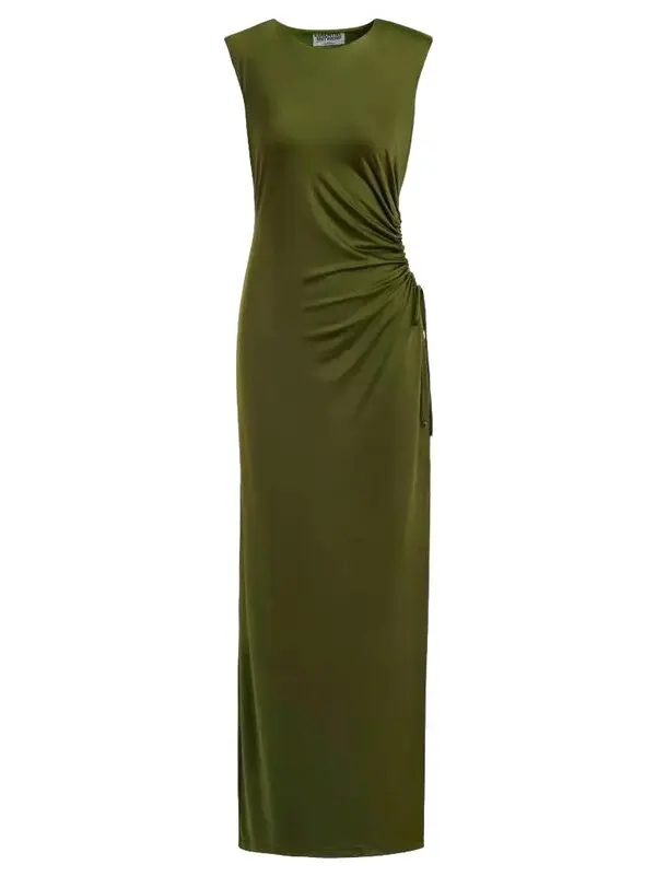 Essentiel Antwerp Sleeveless Ruched Cut-out Maxi Dress - Green