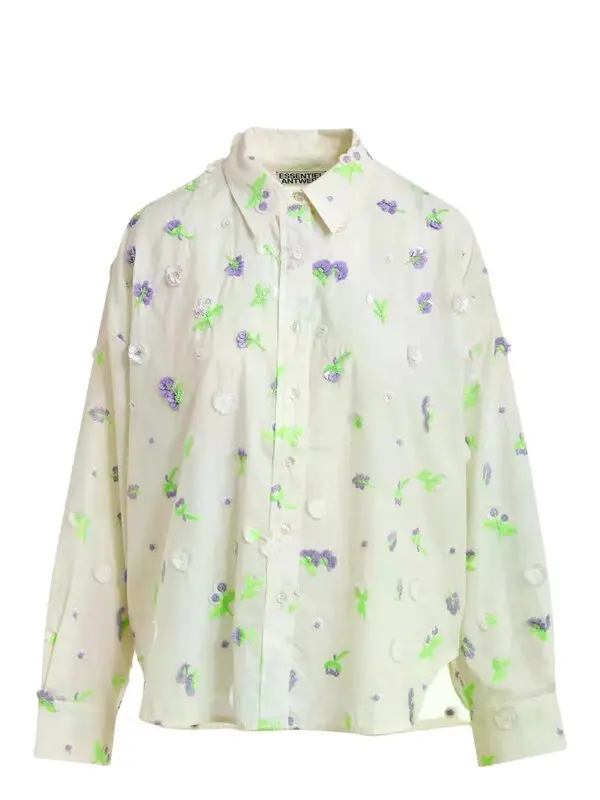 Essentiel Antwerp Jimena Floral-embroidered Shirt - White