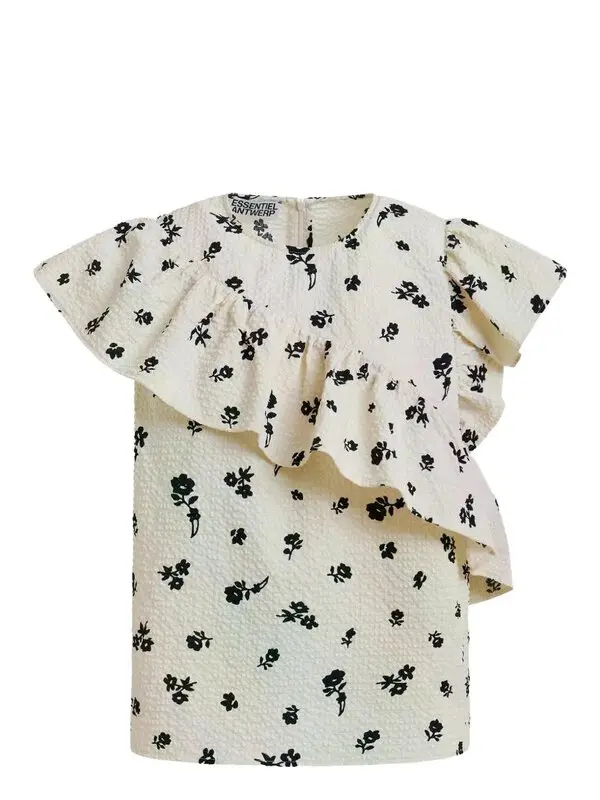 Essentiel Antwerp Floral Ruffled Blouse - Neutrals
