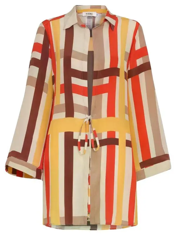 AMIR SLAMA Striped Tie-waist Dress - Neutrals