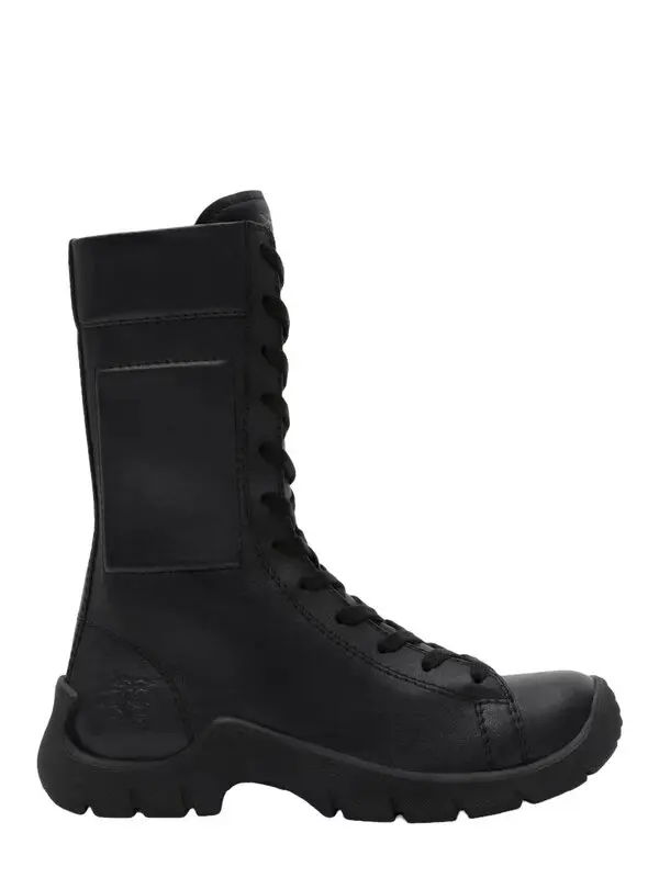 Burberry Leather Combat Boots - Black