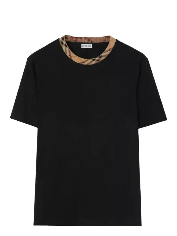 Burberry Check Trim Cotton T-shirt - Black