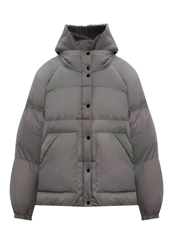 YVES SALOMON Hooded Down Jacket - Grey