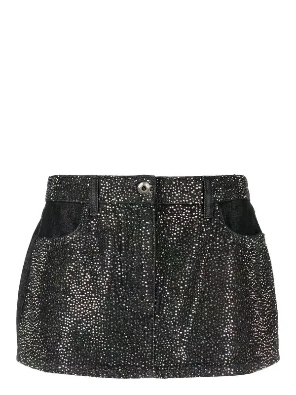 Patrizia Pepe Crystal-embellished Denim Mini Skirt - Black