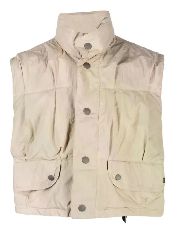 Our Legacy Cropped Poplin-texture Gilet - Neutrals