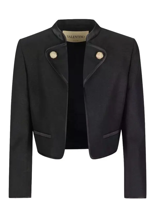 Valentino Garavani Button-embellished Cropped Jacket - Black