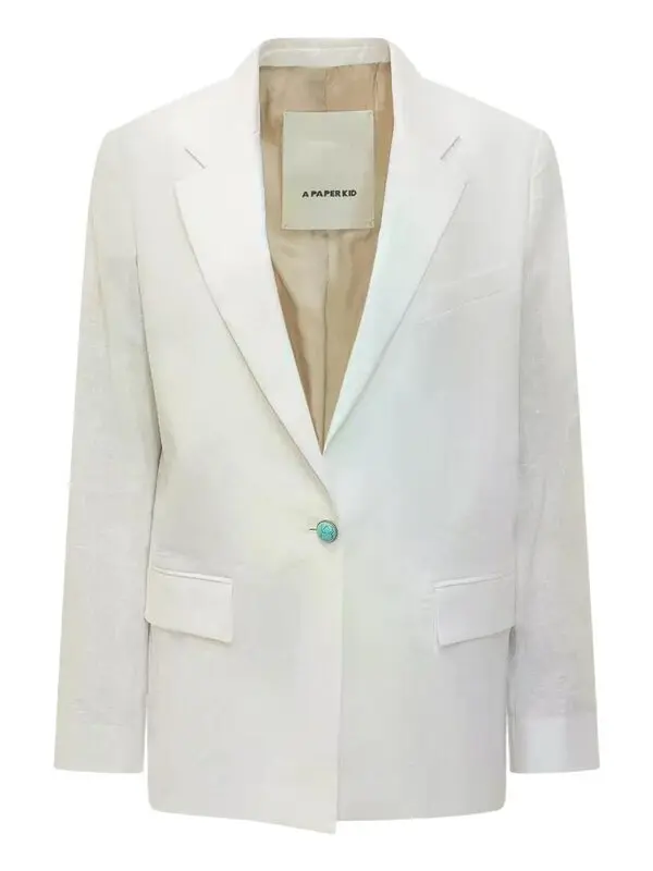 A PAPER KID Stone Button Linen Jacket - White