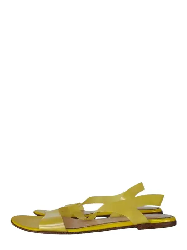 GIANVITO ROSSI Metropolis Slingback Leather Sandals - Yellow