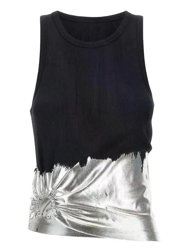 Rabanne Foil-finish Asymmetric Tank Top - Black