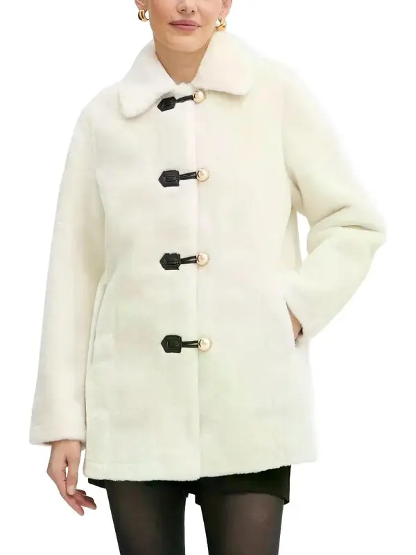MORGAN Button-fastening Faux Fur Coat - Neutrals