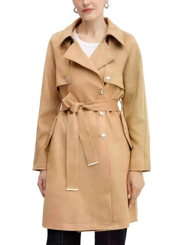 MORGAN Double-breasted Belted Coat - Neutrals