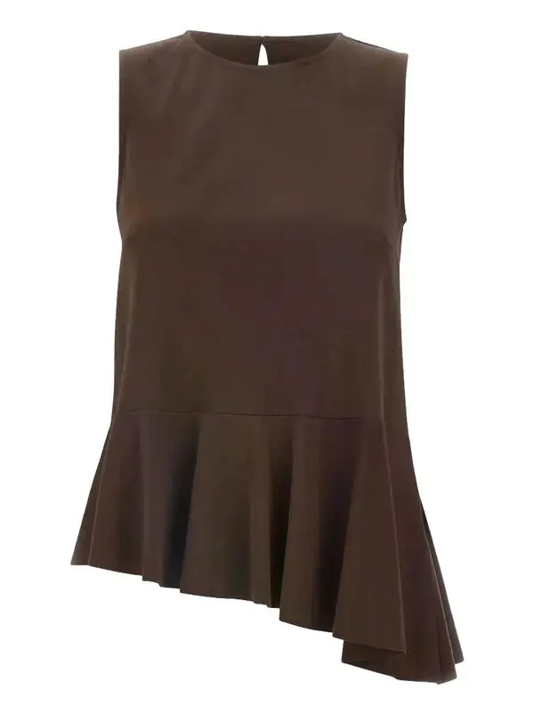 KAOS Ruffled Hem Sleeveless Blouse - Brown