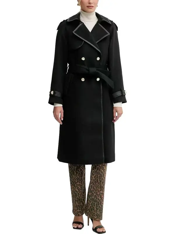 MORGAN Belted Double-breasted Coat - Black