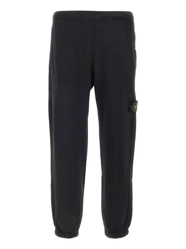 Stone Island Badge Cotton Track Pants - Black