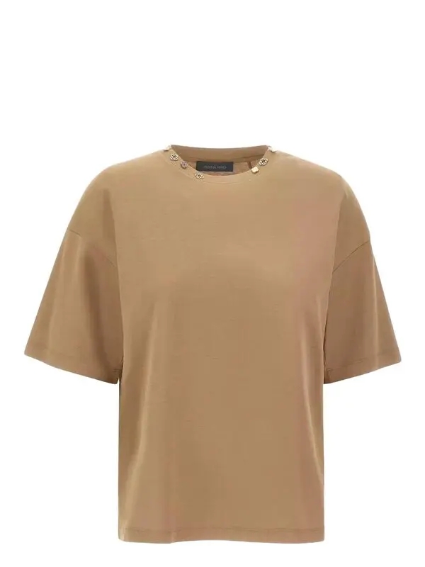 ELENA MIRO` Charm-detail T-shirt - Neutrals