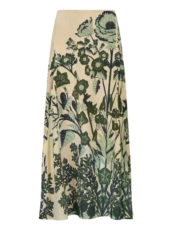 Johanna Ortiz Poems Of The Sea Floral-print Midi Skirt - Neutrals