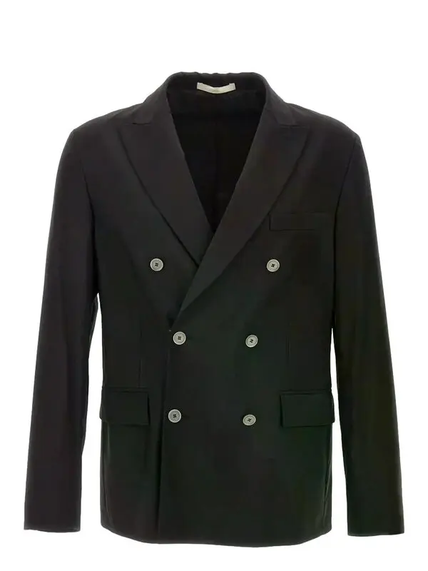 PAOLO PECORA Double-breasted Flap Pocket Blazer - Black