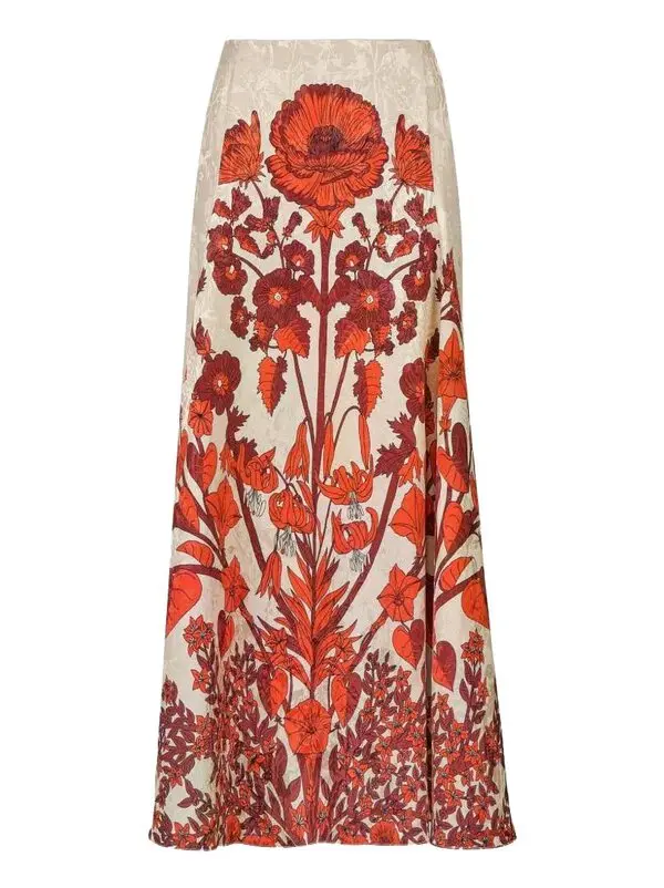 Johanna Ortiz Encanto De Isla Floral-pattern Midi Skirt - Neutrals