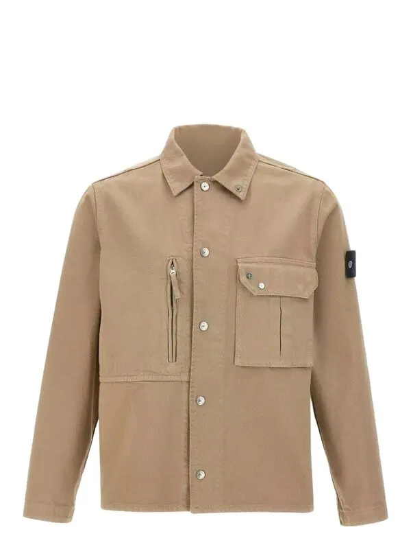 Stone Island Snap-button Cotton Overshirt - Neutrals