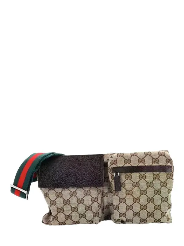 Gucci Vintage Double Gg Canvas Belt Bag - Brown
