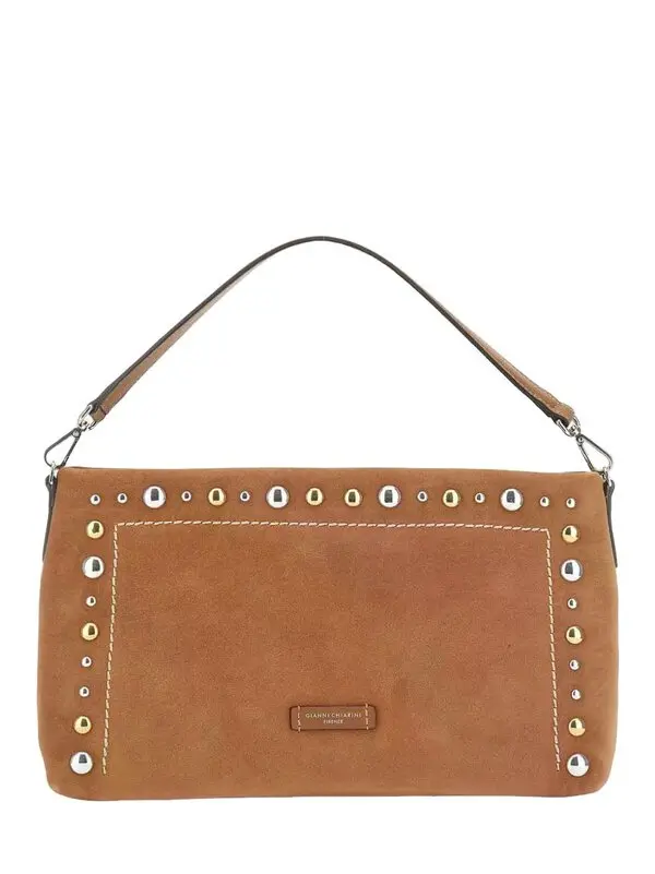 GIANNI CHIARINI Elisa Studded Stitching Shoulder Bag - Brown