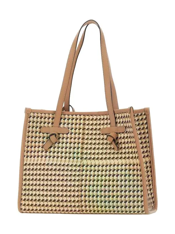 MARCELLA CLUB Miss Marcella 32 Houndstooth Shoulder Bag - Brown