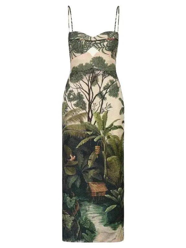 Johanna Ortiz Tropicana Floral-jacquard Midi Dress - Green