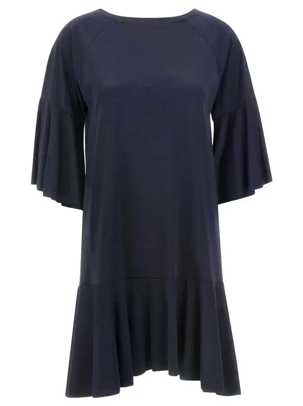 KAOS Raglan-sleeved Ruffle Dress - Blue
