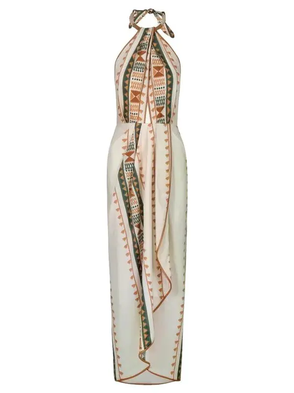 Johanna Ortiz Geometric-pattern Midi Dress - Neutrals