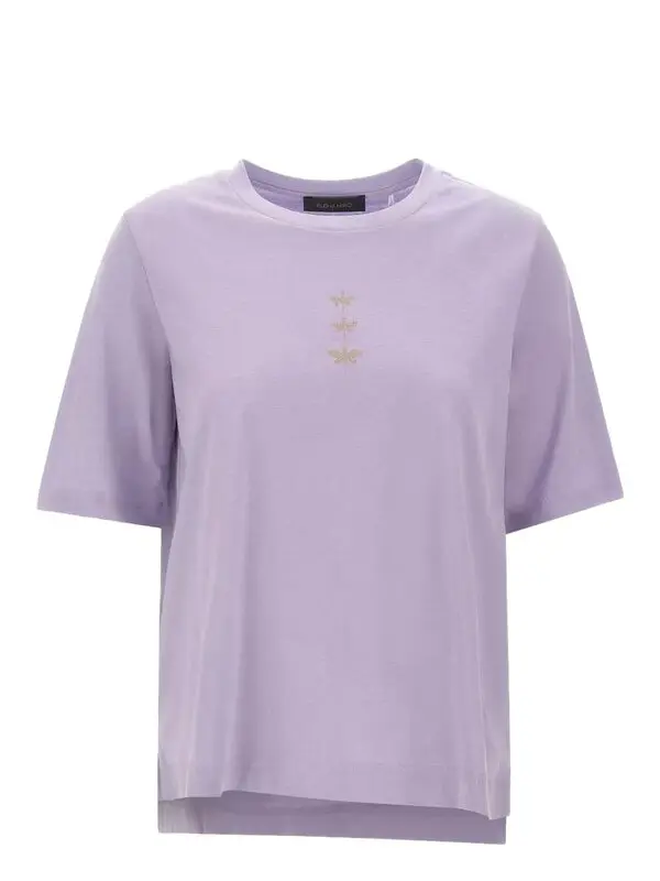 ELENA MIRO` Dragonfly-appliqué Cotton T-shirt - Purple