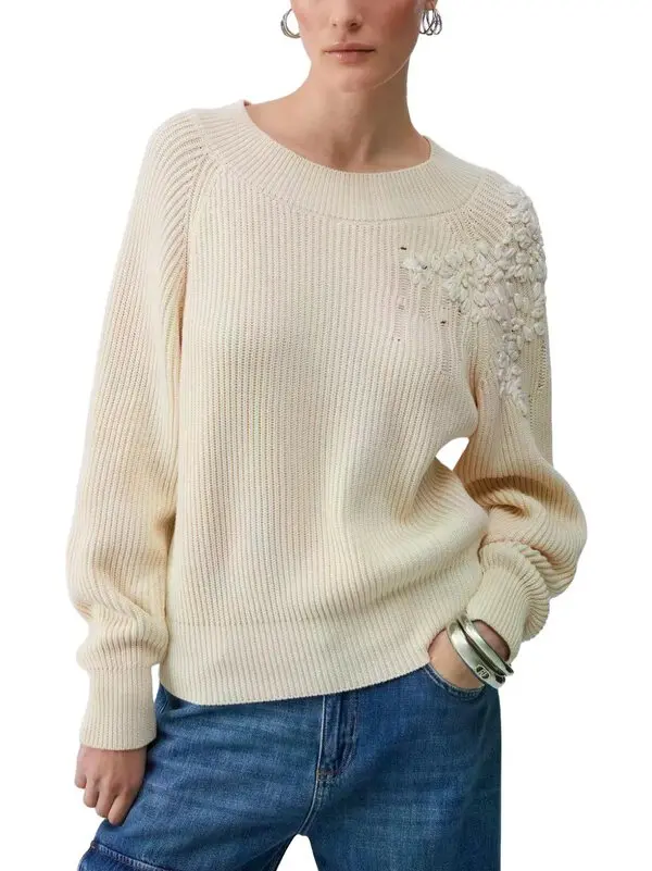 Liu Jo Raffia Embroidery Sweater - Neutrals