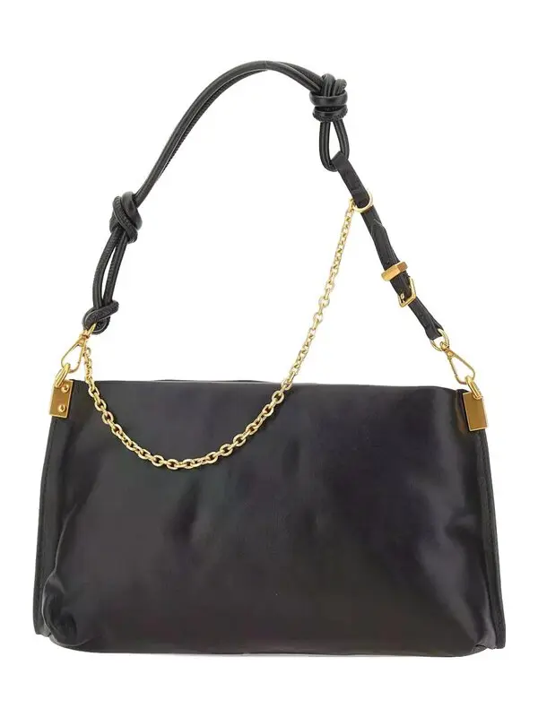 GIANNI CHIARINI Leather Shoulder Bag With Chain Detail - Black