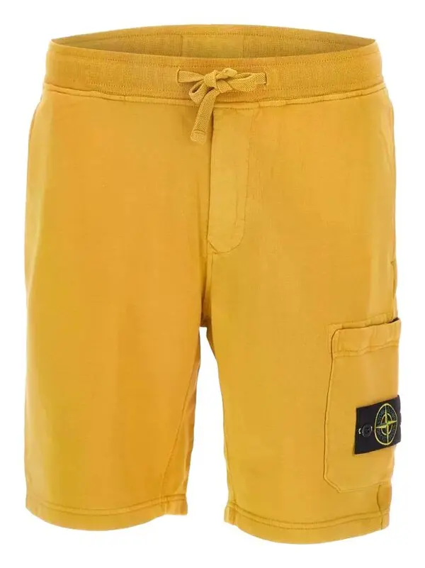 Stone Island Badge-detail Drawstring-fastening Shorts - Yellow