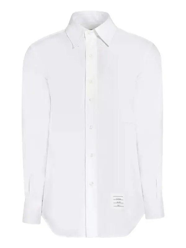 Thom Browne Oxford Long-sleeved Cotton Shirt - White