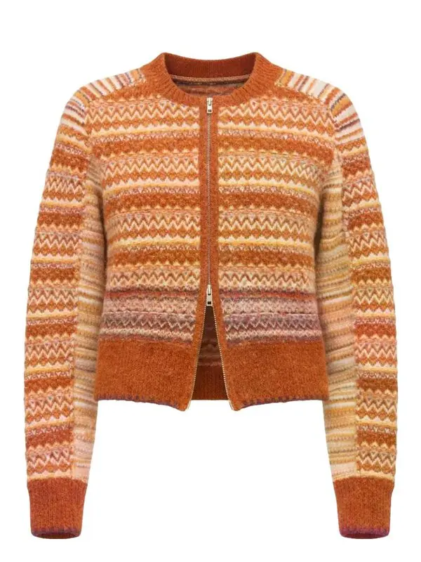 3.1 Phillip Lim Fair Isle Zip-up Cardigan - Orange