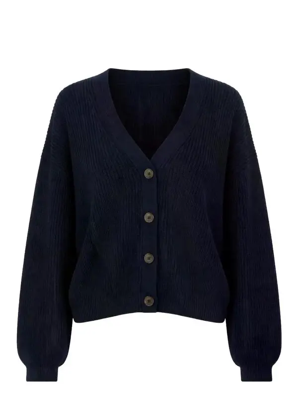 Jenni Kayne Ribbed Knit Button-up Cardigan - Blue