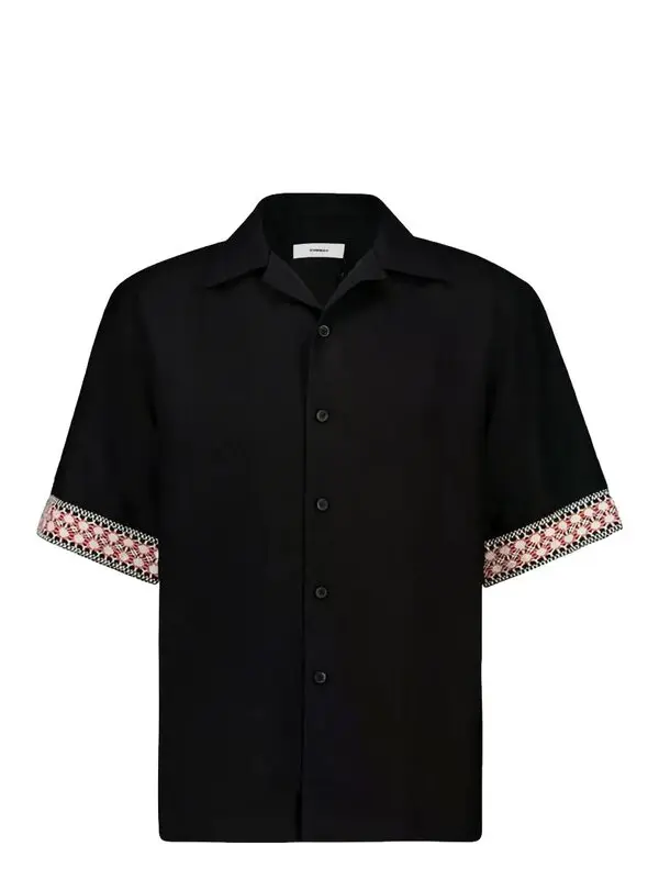 Commas Braided Camp-collar Shirt - Black