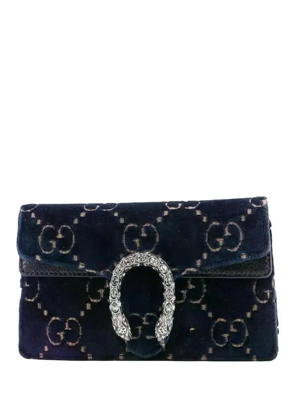 Gucci Dionysus Gg Velvet Super Mini Crossbody Bag - Blue
